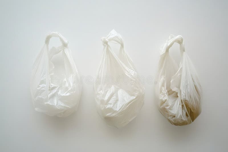 White Plastic Bag Mockup Set, Showing Different Types of Bags Stock ...
