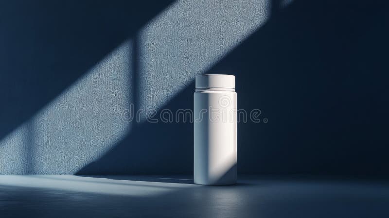 White Plastic Bottle Isolated on Background with Window Shadow Mockup ...