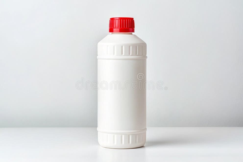 White Plastic Bottle Red Cap Isolated on White Stock Image - Image of ...
