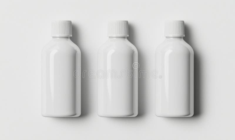 White Plastic Bottles, Three Identical Containers, Minimalistic Design ...