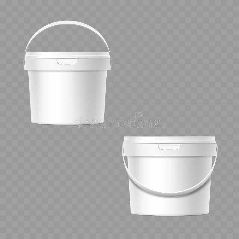 White Plastic Bucket with Lid and Handle Mockup Vector Stock Vector ...