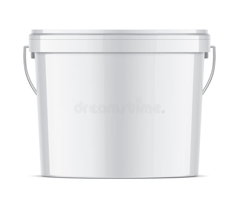 White Plastic Bucket of Medium Size Stock Vector - Illustration of ...