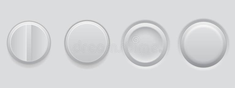 White Plastic Buttons. 3d Web Interface Elements Stock Vector - Illustration of design, control ...