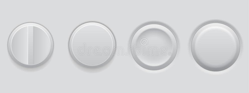 White Plastic Buttons. 3d Web Interface Elements Stock Vector - Illustration of design, control ...