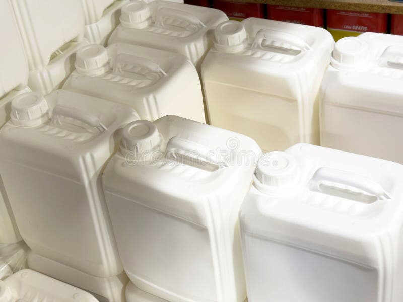 White Plastic Canisters with Lids in Warehouse Storage Editorial ...
