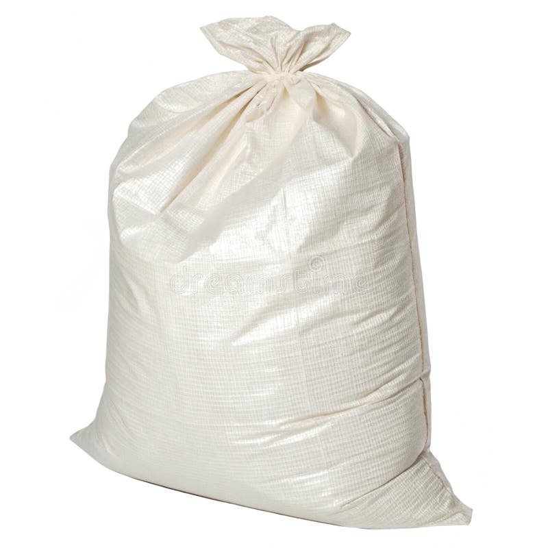 White Plastic Canvas Sack Isolated on White Background Stock ...