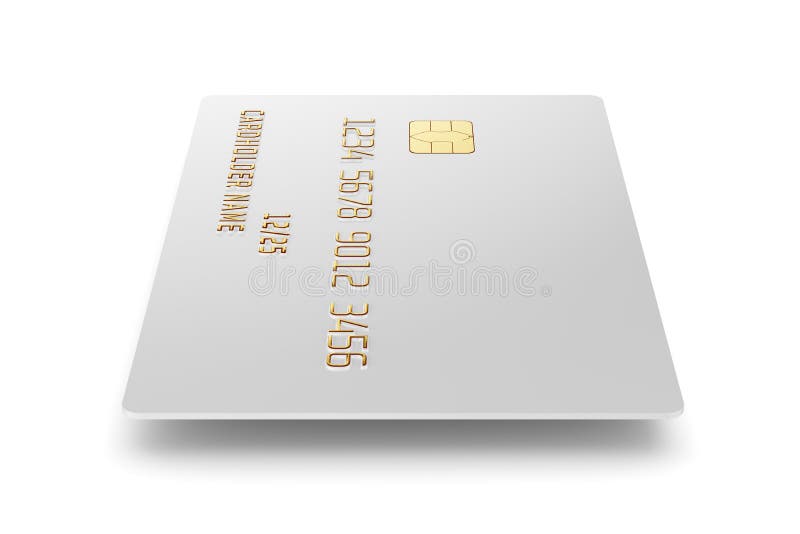 White Plastic Card with Chip Isolated. Insert ATM Card. 3D Rendering ...