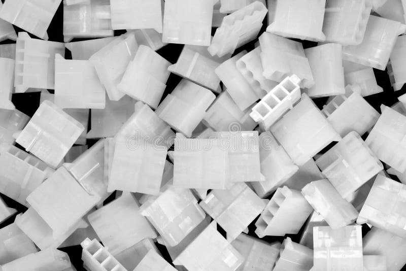 White Plastic Cases of Pc 4-pin Peripheral Power Connectors Stock Photo ...