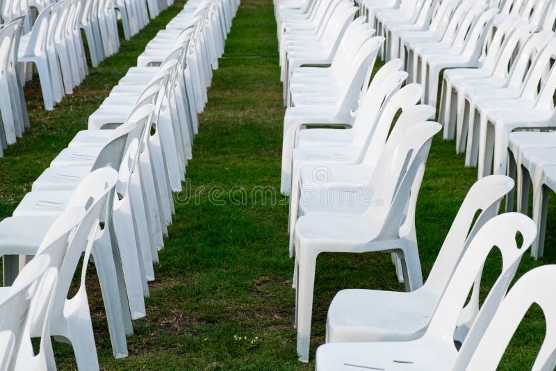 White Plastic Chairs Pattern Row. Stock Photo - Image of decoration ...
