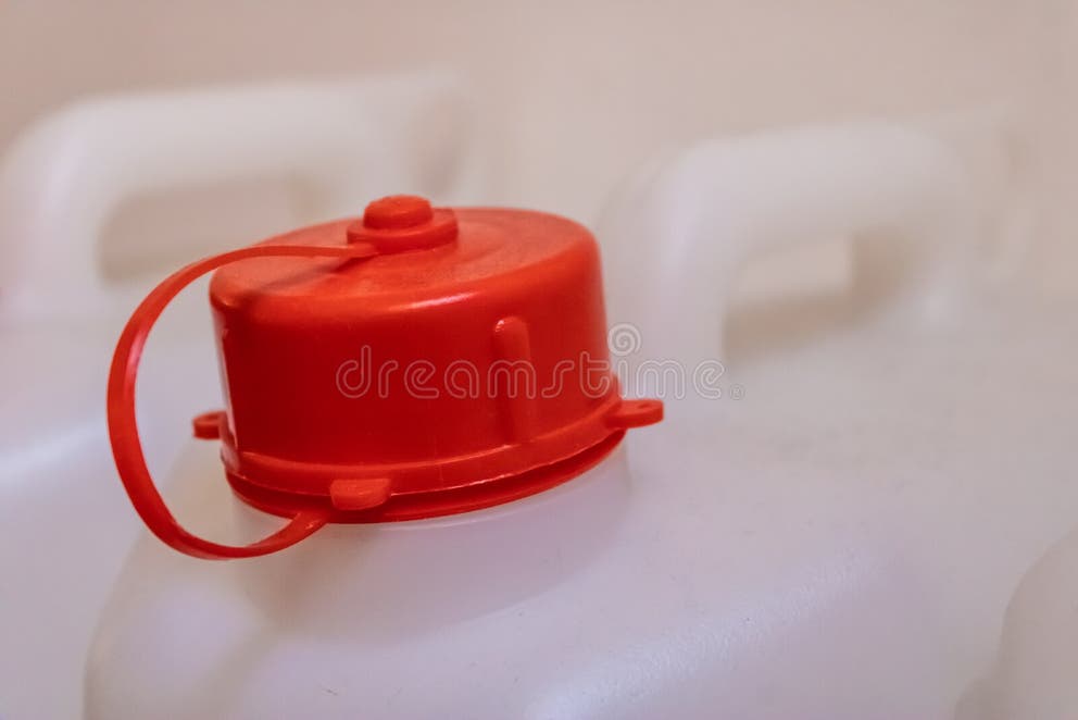 White Plastic Container with the Red Cap Closeup Stock Photo - Image of ...