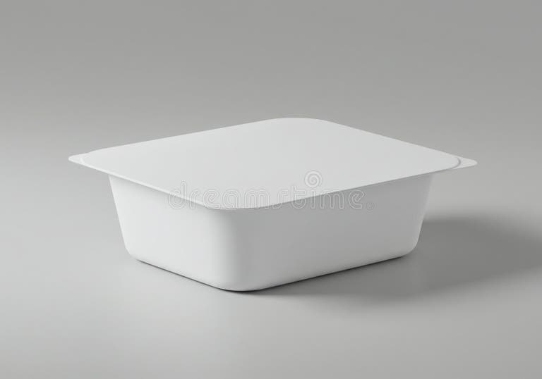 White Plastic Container with a Sealed Lid, Presenting a Smooth, Matte ...