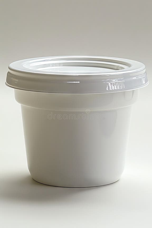 White Plastic Container with a Tight-sealing Lid on a Plain Background ...