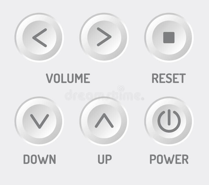 White Plastic Control Panel. Navigation Buttons Set Stock Vector ...