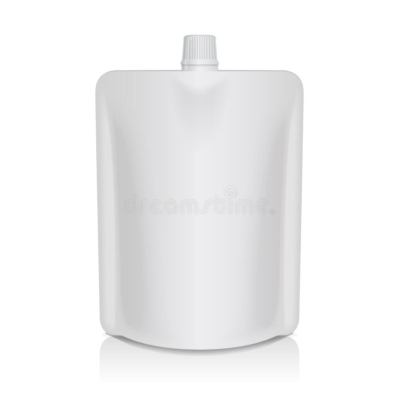 White Plastic Doypack Stand Up Pouch With Spout Flexible Packaging