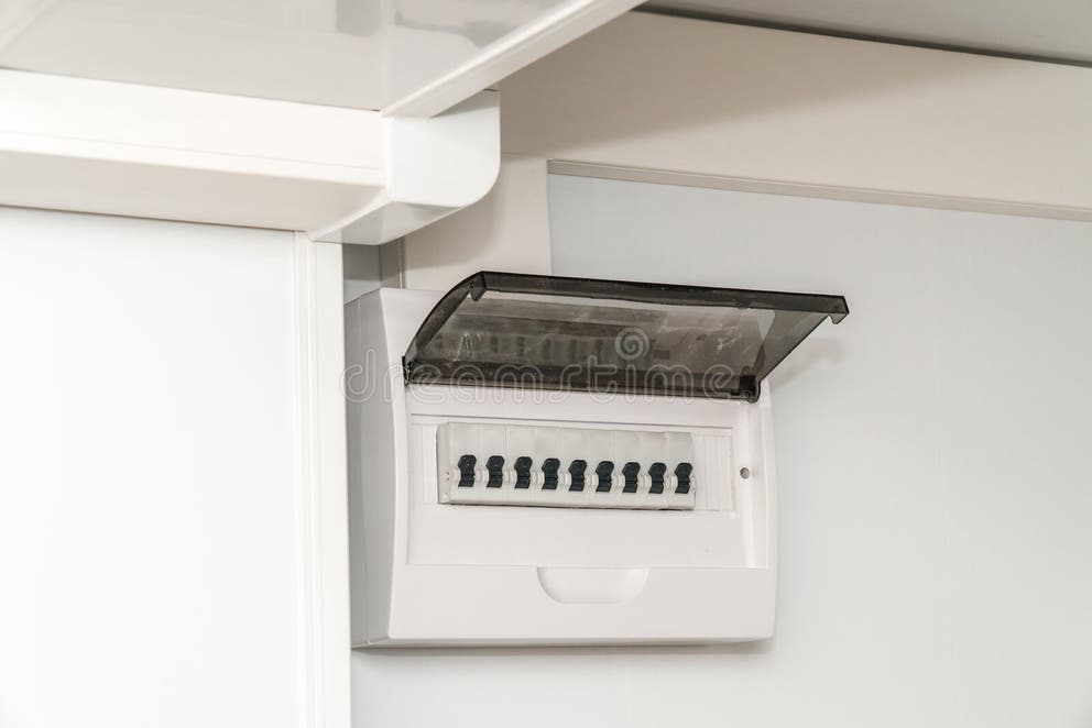 White Plastic Electric Guard on a White Wall Stock Photo - Image of ...