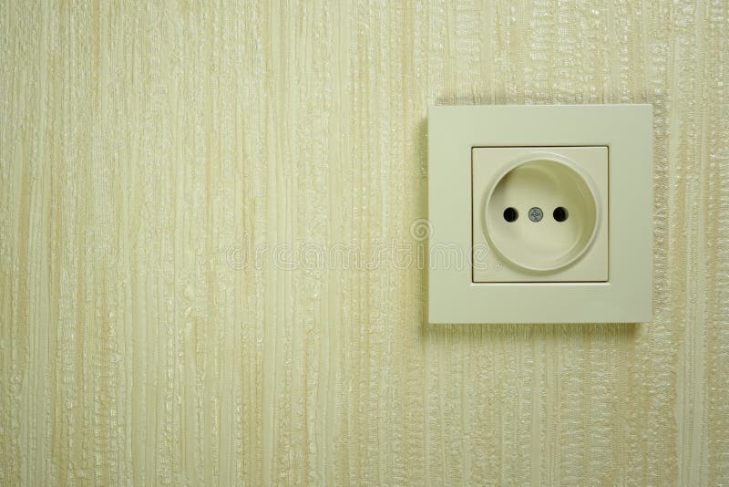 White Plastic Electrical Socket on the Wall Stock Image - Image of ...