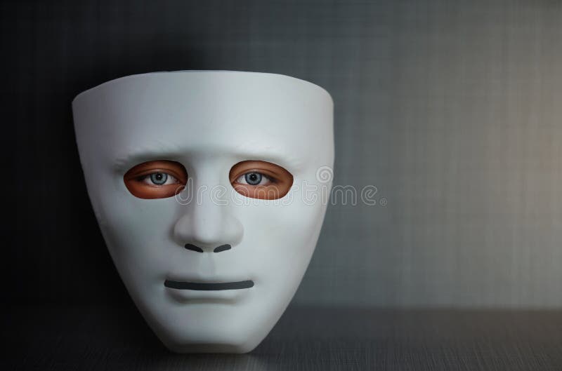 White Plastic Face Mask with Human Eye Stock Image - Image of human ...