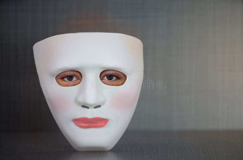 White Plastic Face Mask with Human Eye Stock Photo - Image of people ...