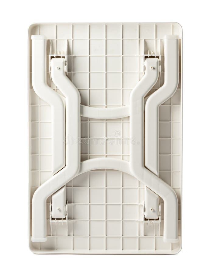 White Plastic Folding Table Isolated on White Background Stock Photo ...