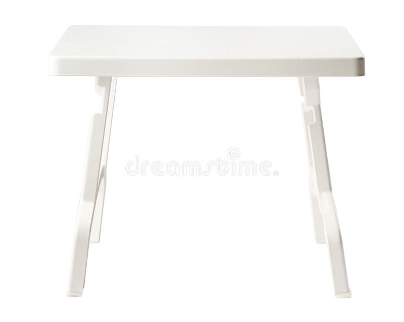 White Plastic Folding Table Isolated on White Background Stock Image ...