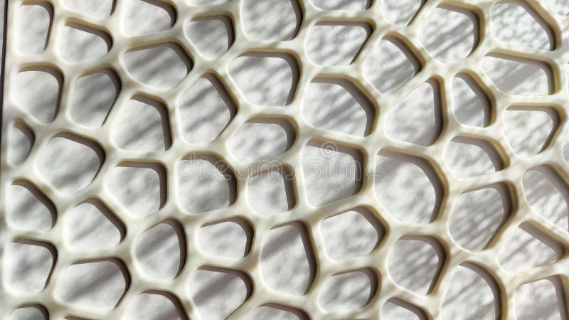 White Plastic Grid Cells Illuminated by the Sun with Shadows. Abstract ...