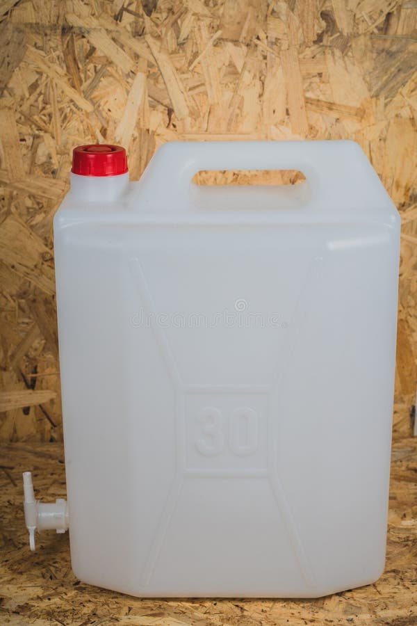 White Plastic Jerry Can for Water Stock Image - Image of petrol, wooden ...