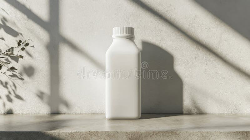White Plastic Milk Bottle on Grey Concrete Surface Stock Illustration ...