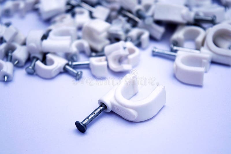 White Plastic Nails Background. Stock Image - Image of repair, macro ...