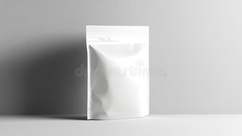 White Plastic Packaging Pouch Mockup on Grey Background Stock ...