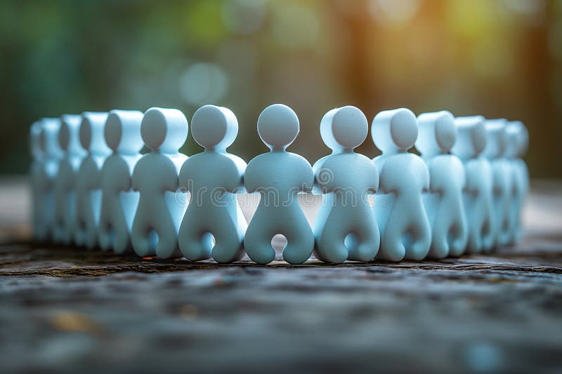 White Plastic People Figures in a Circle Holding Hands, Business ...