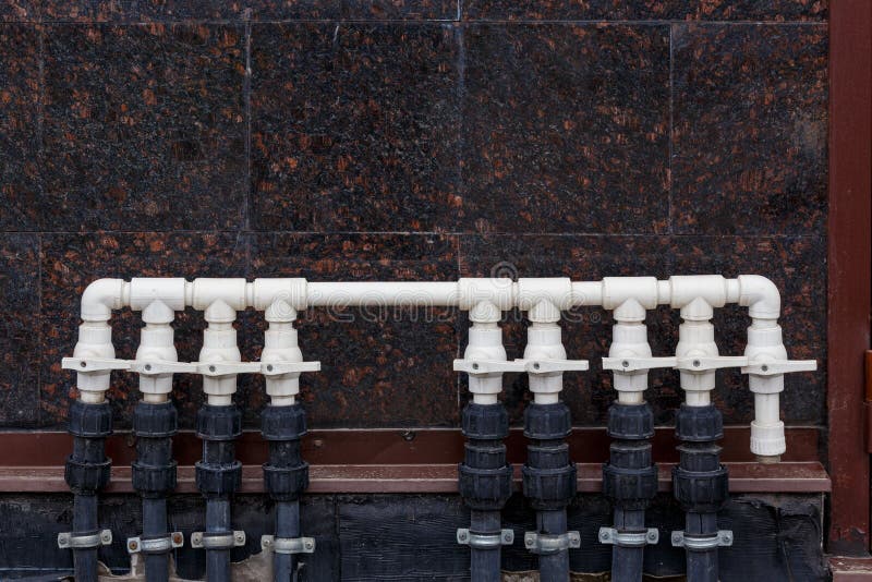 White Plastic Pipe with Row with Many Stock Image - Image of connected ...