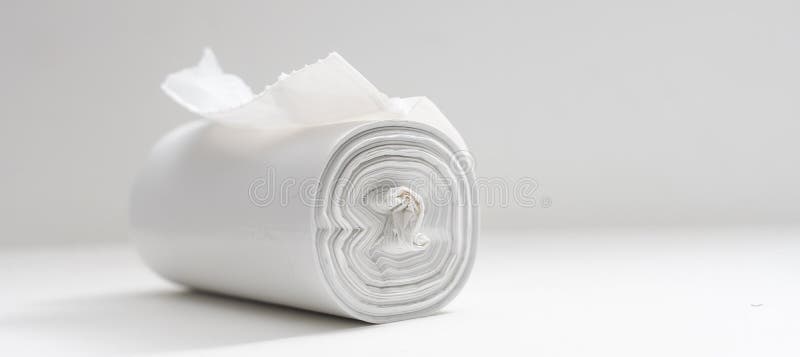 White Plastic Polyethylene Trash Bag Roll Isolated Over the White ...