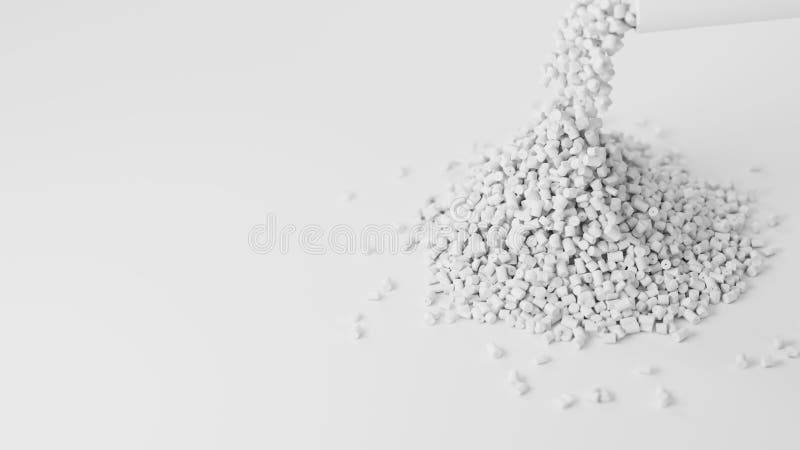 White Plastic Polypropylene Granules Pouring from Cup on a Pile of ...