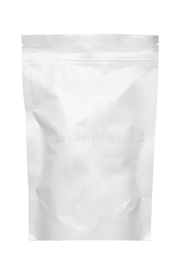 White Plastic Pouch Bag Isolated Stock Image - Image of container ...