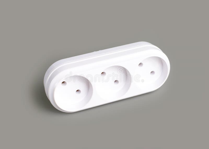 One Plastic Power Strip with Two Electrical Outlets with Black Wire ...