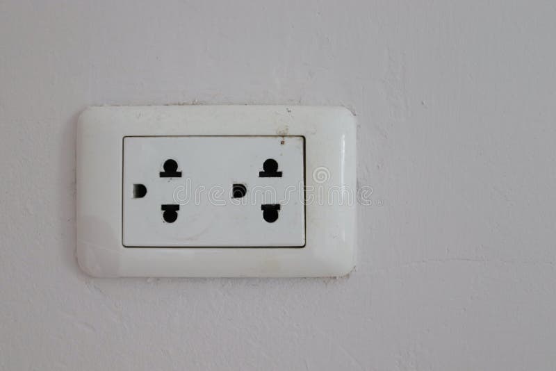 One Plastic Power Strip with Two Electrical Outlets with Black Wire ...