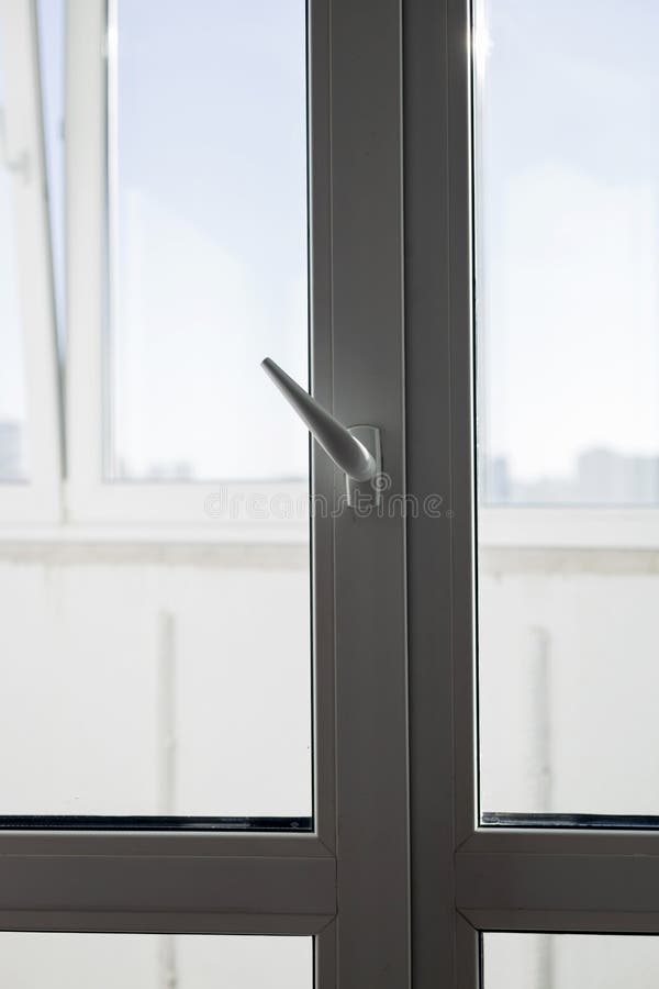 White plastic pvc window stock photo. Image of indoors - 318842210