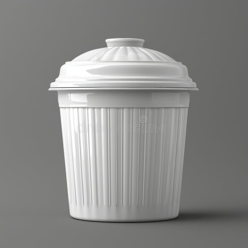The White Plastic Rectangular Trash Can is Embossed with Details Stock ...