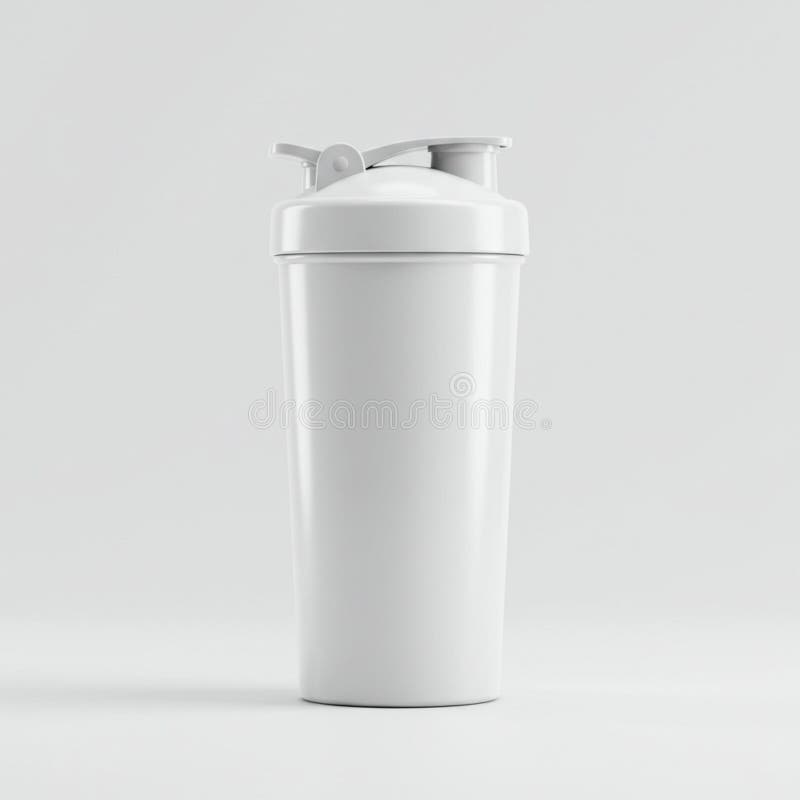 A White Plastic Shaker Bottle with a Secure Lid and Flip Cap. the ...