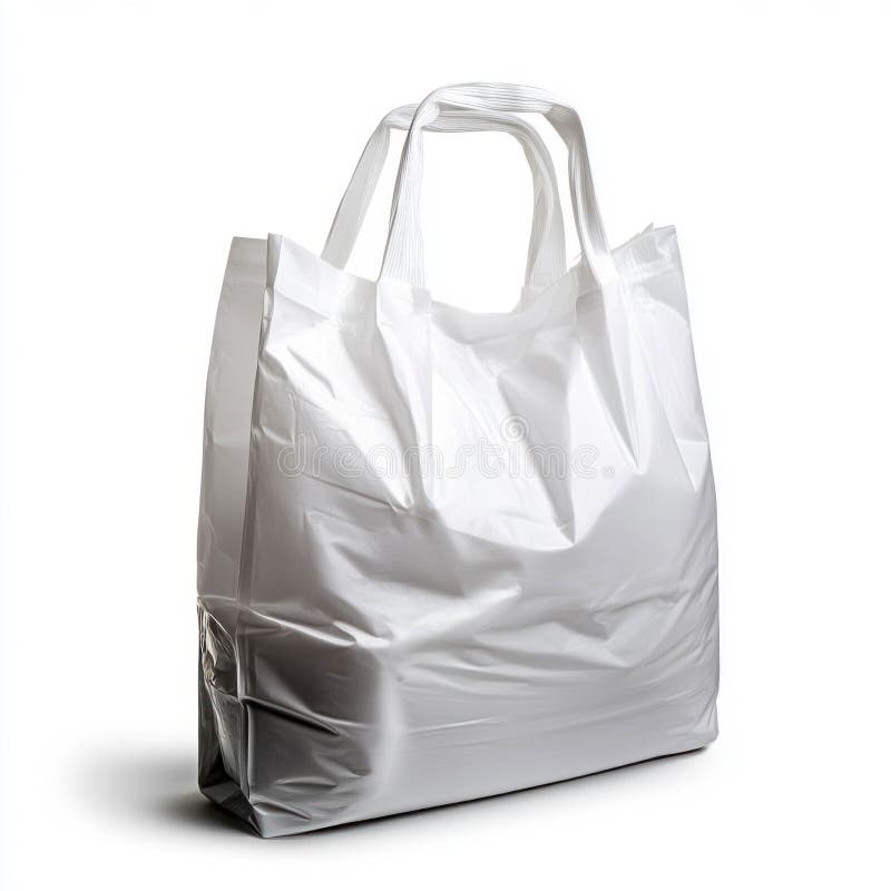 White Plastic Shopping Bag Isolated on White Background Stock ...