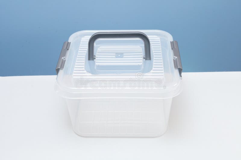 White Plastic Square Container with Grey Handle Stock Image - Image of ...