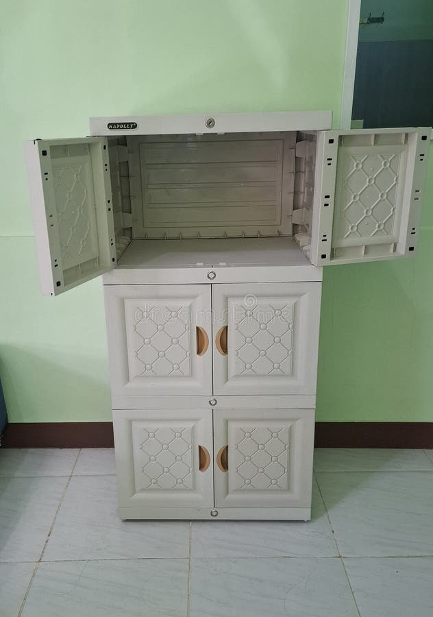 White Plastic Storage Cabinet with Open Doors. Jepara, Indonesia ...