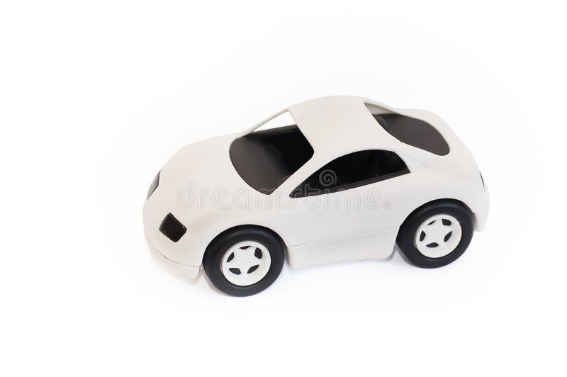 White Plastic Toy Car. Isolated Stock Photo - Image of isolated ...