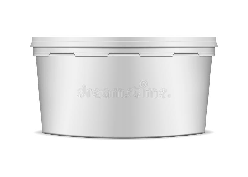 White Plastic Tub with Lid, Realistic Vector Mockup Stock Vector ...