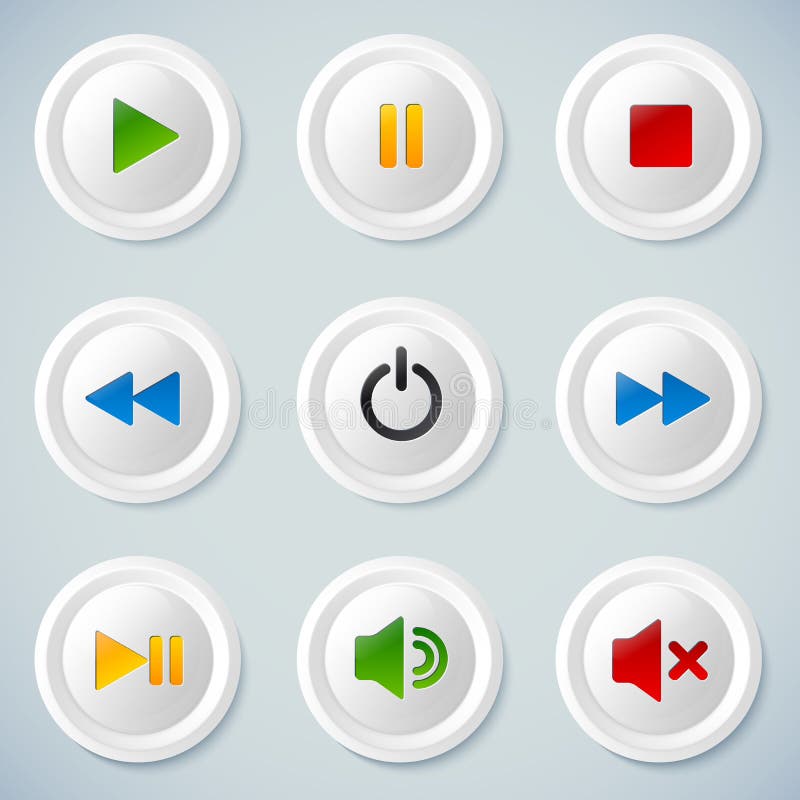 White Plastic Vector Navigation Buttons Stock Vector - Illustration of ...