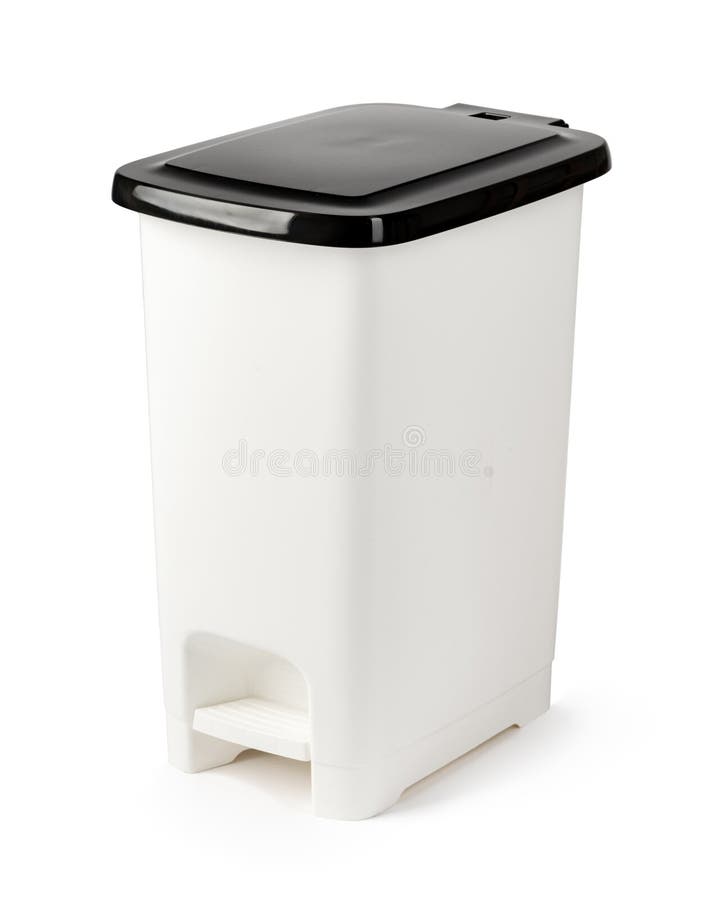 White Plastic Waste Bin Isolated on White Background Stock Photo ...