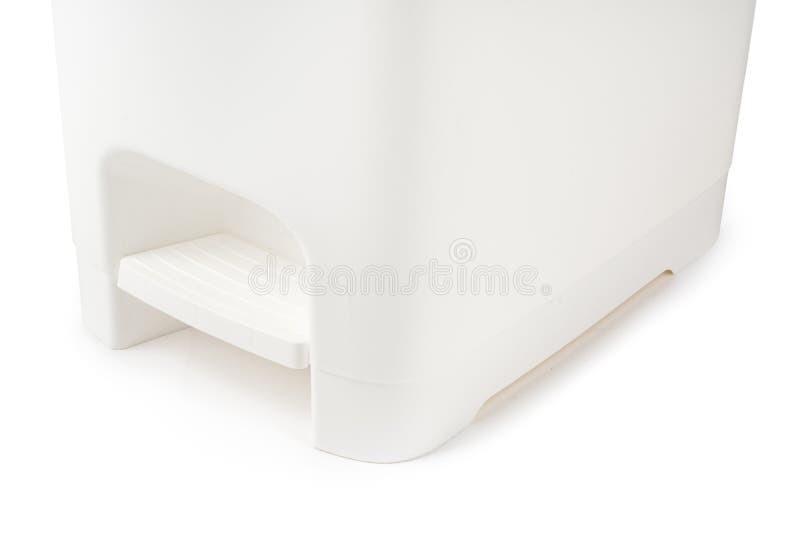 White Plastic Waste Bin Isolated on White Background Stock Photo ...