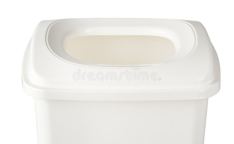 White Plastic Waste Bin Isolated on White Background Stock Photo ...