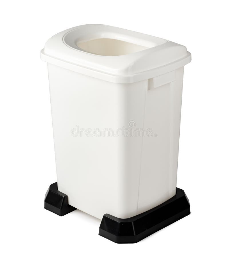 White Plastic Waste Bin Isolated on White Background Stock Image ...