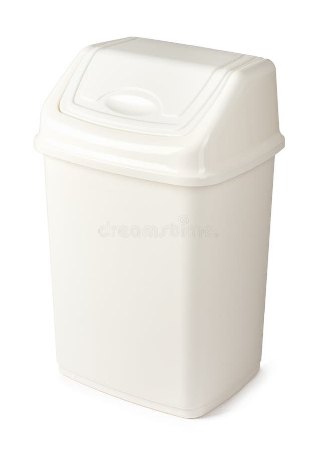 White Plastic Waste Bin Isolated on White Background Stock Photo ...